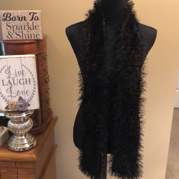 Accessories | Handknitted Long Scarf With Fun Fur Yarn | Poshmark
